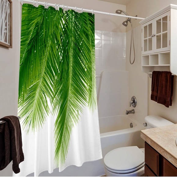 Bath | Green Leaf Shower Curtain Fabricpalm Leaves | Poshmark